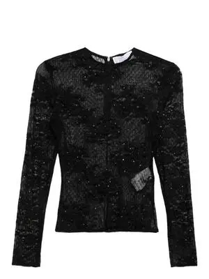 Giuseppe Di Morabito Crystal-embellished Lace Top - Black