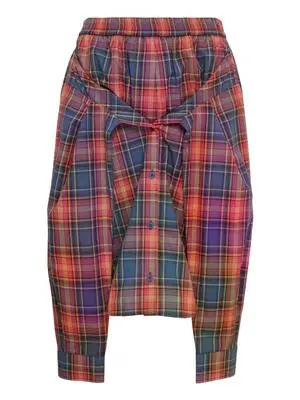 PUSHBUTTON Buttoned Tied-waist Plaid Skirt - Red