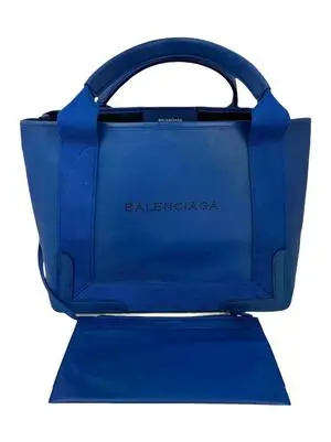 Balenciaga Calfskin Tote Bag With Removable Pouch - Blue