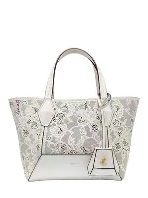 JIMMY CHOO Mini Floral Laser-cut Tote Bag - Neutrals
