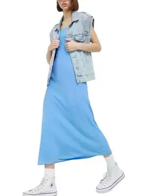 Abercrombie Gathered-sleeve Maxi Dress - Blue