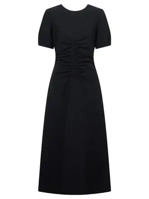 LA LIGNE Noemi Ruched Recycled Stretch-jersey Midi Dress - Black