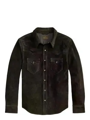 Ralph Lauren Press-stud Leather Overshirt - Black