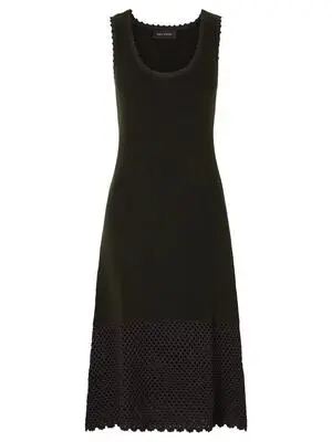 WALES BONNER Alice Crochet-trimmed Ribbed Cotton-blend Midi Dress - Brown