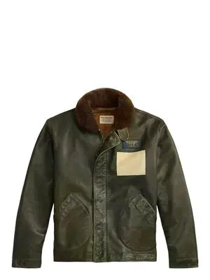 Ralph Lauren Fur-collar Leather Jacket - Green