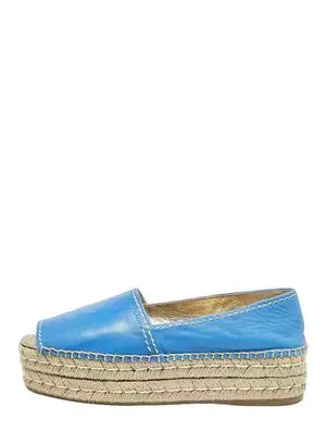 Prada Leather Platform Espadrilles - Blue