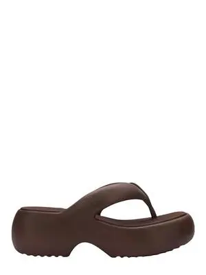 Melissa Free Fuzzy Platform Flip Flops - Brown