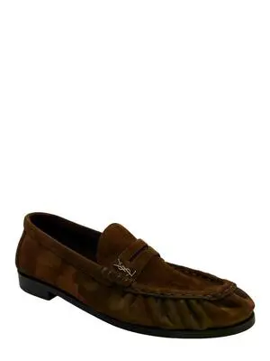 Saint Laurent Logo Loafers - Brown