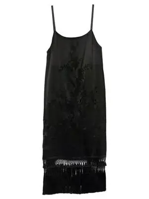 BODE Fringe Floral Midi Dress - Black