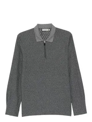 Canali Zip-fastening Patterned Polo Shirt - Grey