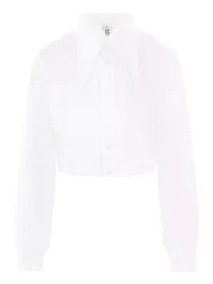 Noir Kei Ninomiya Oversized Collar Elastic Shirt - White