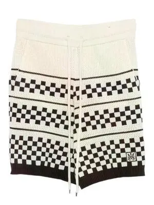 Amiri Check Drawstring Shorts - Neutrals