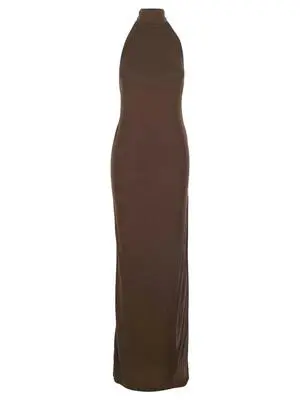Andamane Halter-neck Maxi Dress - Brown
