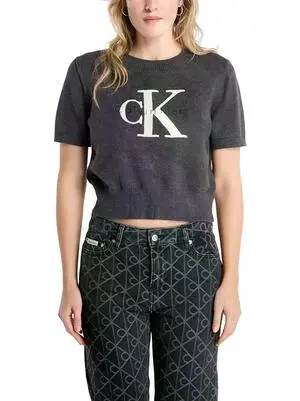 Calvin Klein Graphic Short-sleeve Sweater - Grey
