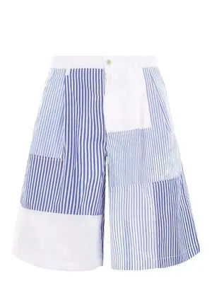 Comme Des Garçons Striped Panelled Shorts - Blue