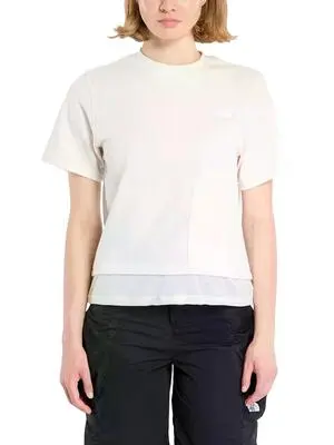 The North Face Fabric Mix Short Sleeve Tee With Chest Logo - White