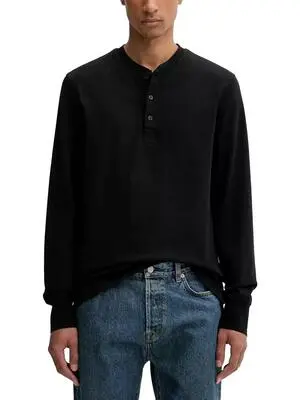 Filippa K Cotton Henley T-shirt - Black