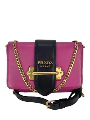 Prada City Cahier Leather Cross Body Bag - Pink