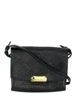 Burberry Embossed Leather Crossbody Bag - Black