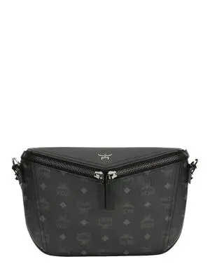 MCM Diamant 3D Logo-Printed Zip Messenger Bag