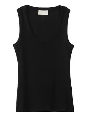 WAKAKUU Biarritz Rib Tank Top - Black