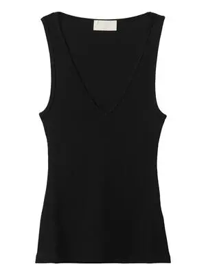 WAKAKUU Lotus Rib Tank Top - Black