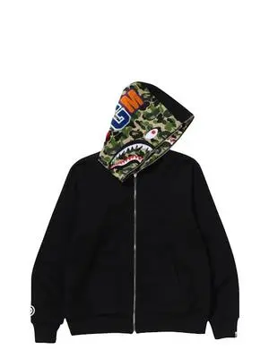 A BATHING APE ABC Camo Reversible Shark Full Zip Hoodie Green/black