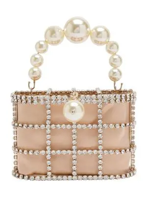 Rosantica Holli Crystal-embellished Satin Top Handle Bag - Gold