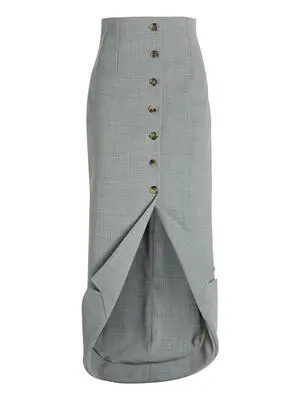 A.W.A.K.E. Mode Darted Woven Midi Skirt - Grey