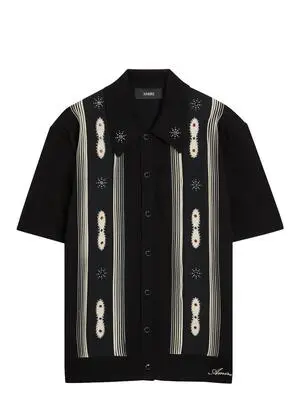 Amiri Striped Embellished Wool-blend Shirt - Black