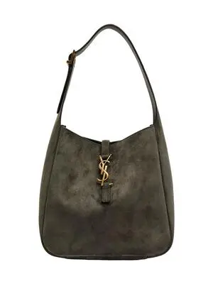 Saint Laurent Le 5 À 7 Small Suede Hobo Bag - Dark Grey