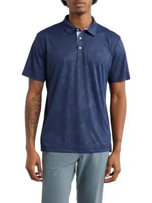 SWANNIES Clubhouse Icon Print Performance Golf Polo - Navy