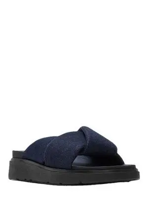 Fitflop Gen Ff Folded Denim Slides - Dark Denim