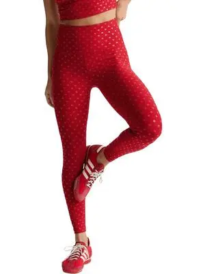 Beyond Yoga Softshine Midi High Waist Leggings - Holly Red Ditsy Hearts