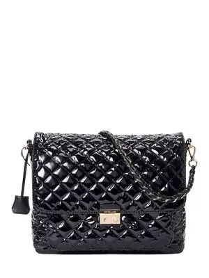 Mz Wallace Large Crosby Lock Quilted Nylon Crossbody Bag - Black Lacquer