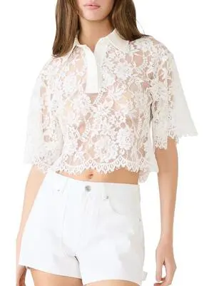 Steve Madden Monette Floral Lace Top - Antique