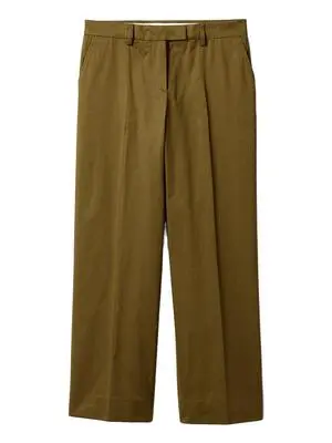 Miu Miu Cotton Satin Straight Fit Pants - Military Green