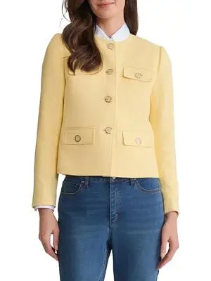 Jones New York Flap Pocket Crop Jacket - Cornsilk