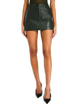 SEROYA Emilia Faux Leather Mini Skirt - Forest Green