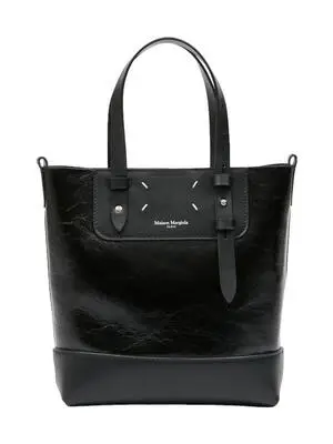 MAISON MARGIELA Mini Leather North/south Tote - Black/black