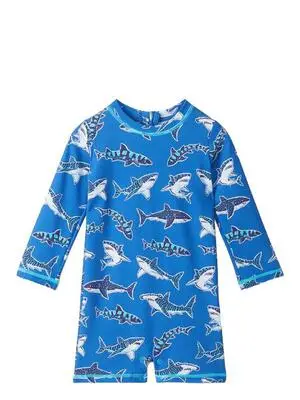 HATLEY Patterned Sharks Long Sleeve One-piece Rashguard Swimsuit - Daphne