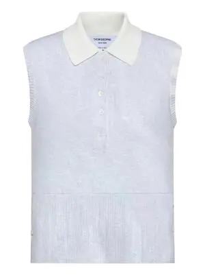 Thom Browne Four-bar Stitch Sleeveless Polo - Grey
