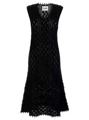 JIL SANDER V-neck Knitted Dress - Black