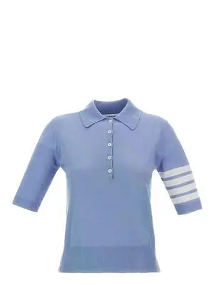 Thom Browne Striped-detail Polo Shirt - Blue