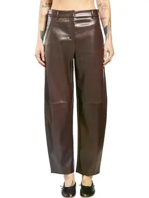 Max Mara Faux-leather Barrel Leg Trousers - Brown