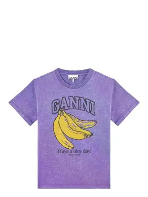 GANNI Graphic-print T-shirt - Purple