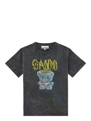 GANNI Graphic-print T-shirt - Grey