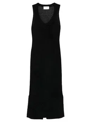 Brandon Maxwell Lou Lou Knit Pearl Trim Dress - Black