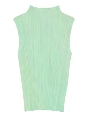 Issey Miyake High Neck Pleated Vest - Green