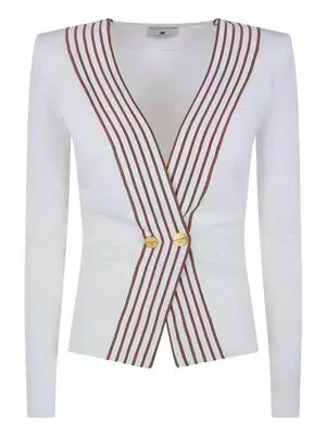ELISABETTA FRANCHI Striped Button Sweater